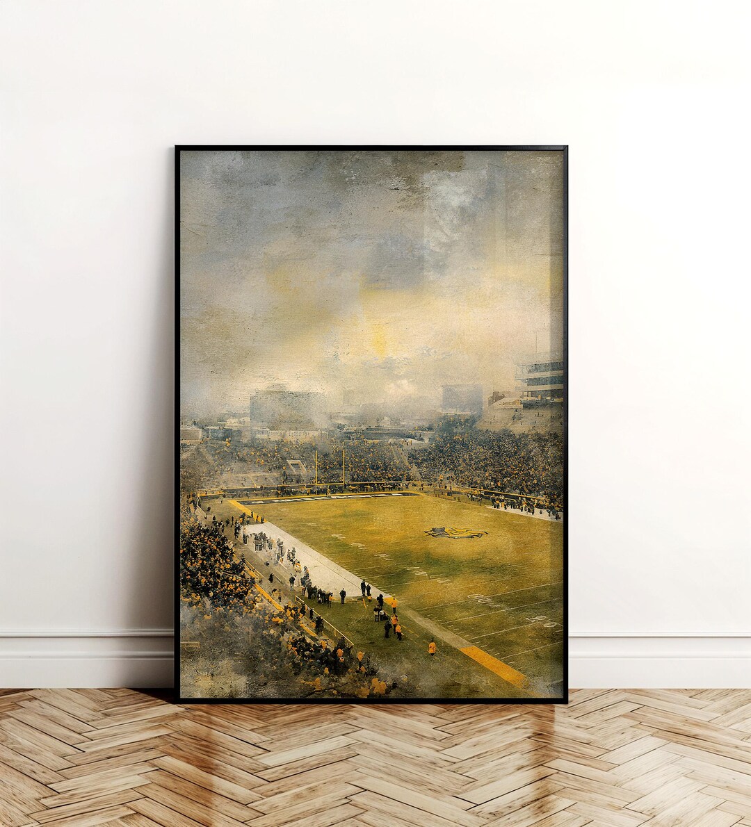 Vintage Football Stadium Art Print, Distressed Painterly Style (digital ...
