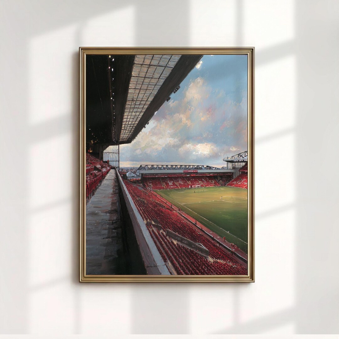 Liverpool Stadium Poster, Anfield Arena Wall Art, Football Pitch Oil ...