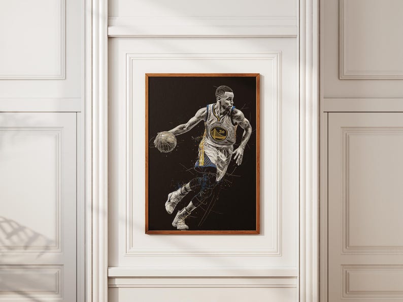 Stephen Curry Art Print, Golden State Warriors Poster, Basketball Wall ...