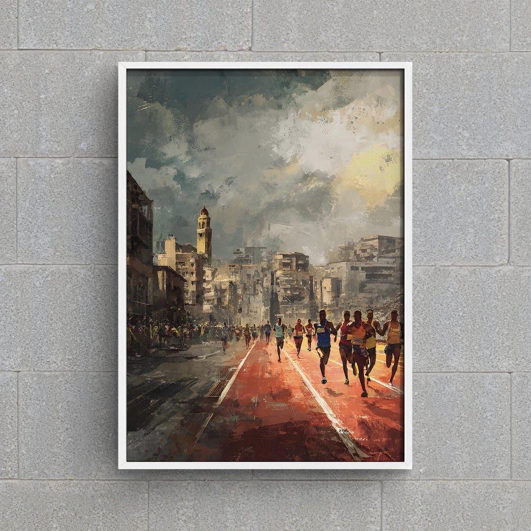 Marathon Runners Wall Art | Track and Field Race Poster | Urban City ...