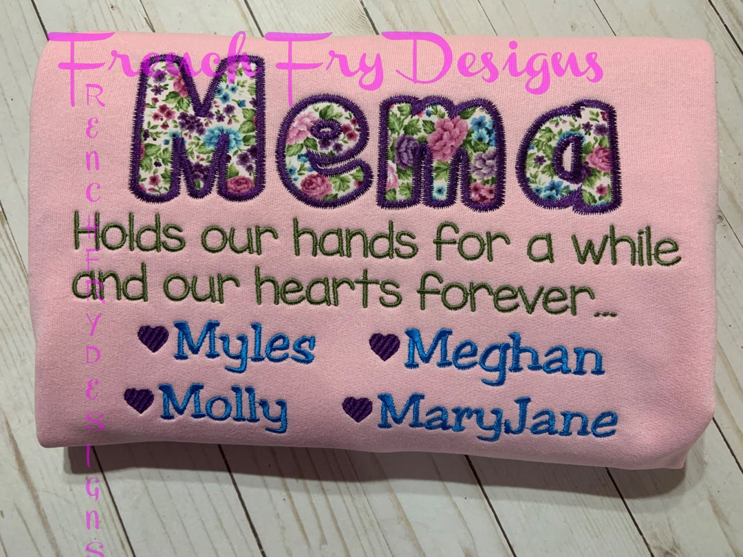 MEMA Grandmother Short-sleeved Shirt Customized and Personalized "holds Our Hands and Hearts ...