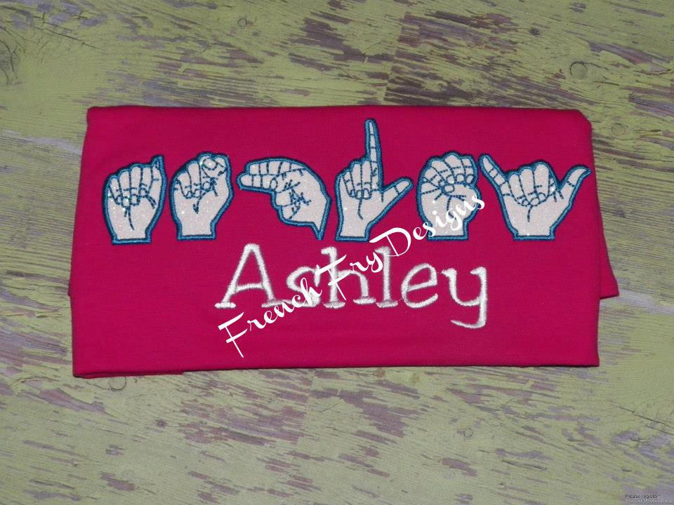 ASL Name Applique T-Shirt Personalized American Sign Language | Etsy