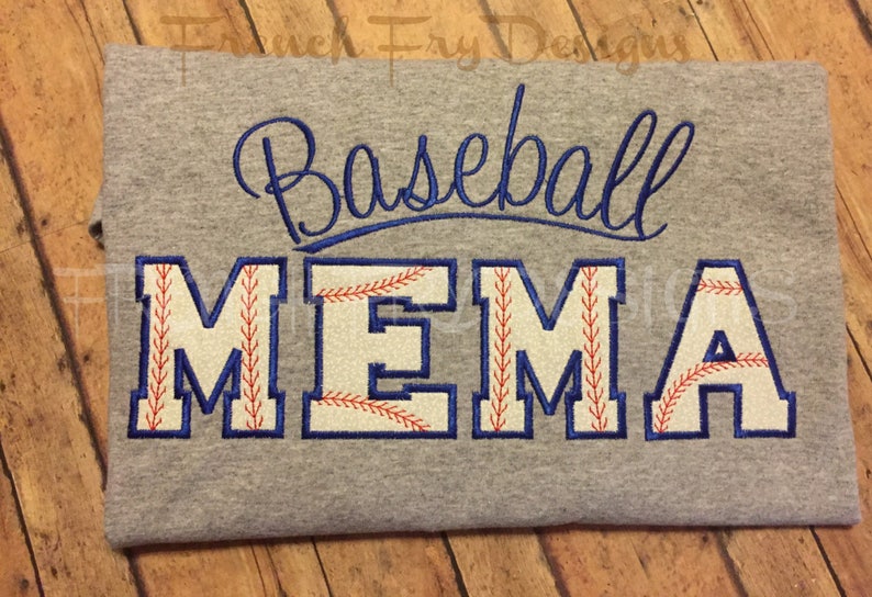 Baseball MEMA Grandparent Applique Long Sleeve T-shirt Customized - Etsy