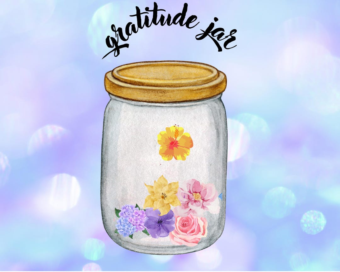 Floral Gratitude Jar Printable, Mindfulness Self-care Journal (digital ...