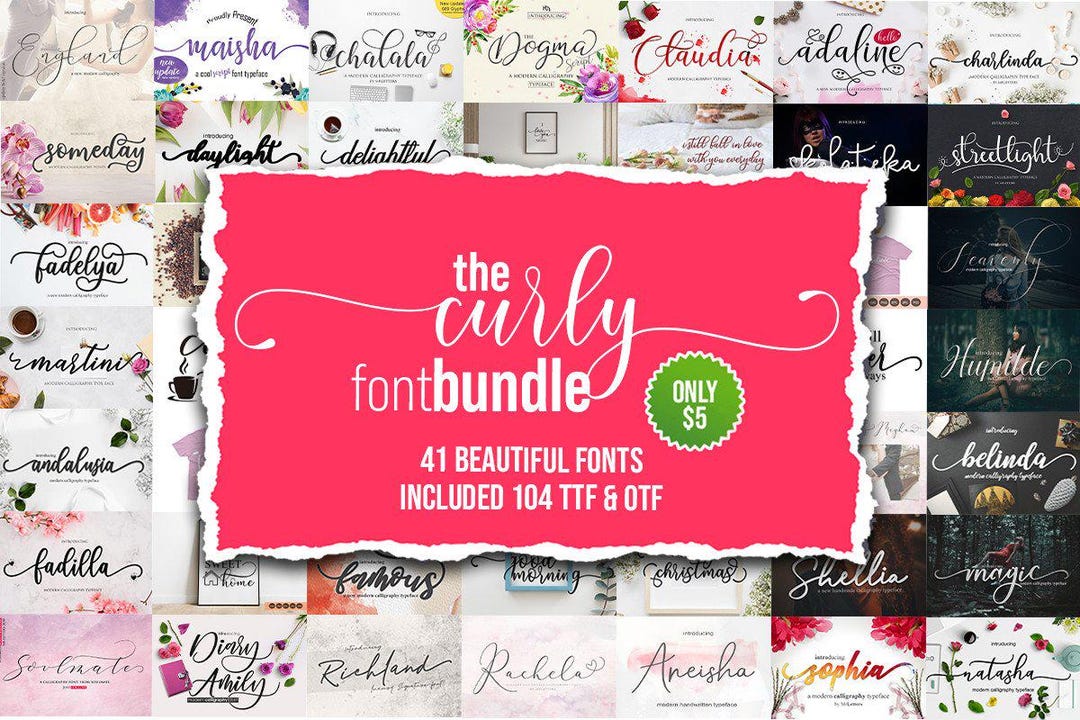 Wedding Calligraphy Font Bundle, Swash Tail Script, Farmhouse Cursive ...