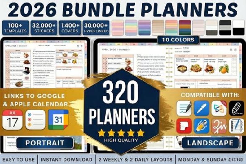 Planner 2026 Bundle, Digital Planners GoodNotes Template iPad, ADHD ...