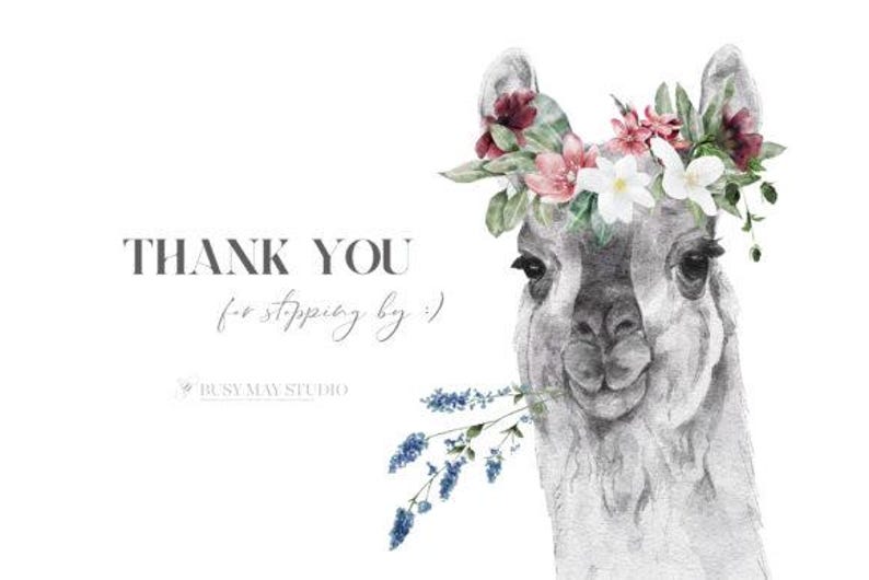 Watercolor Animal Clipart – Floral Wild Animal Portrait, Gold Geometric ...