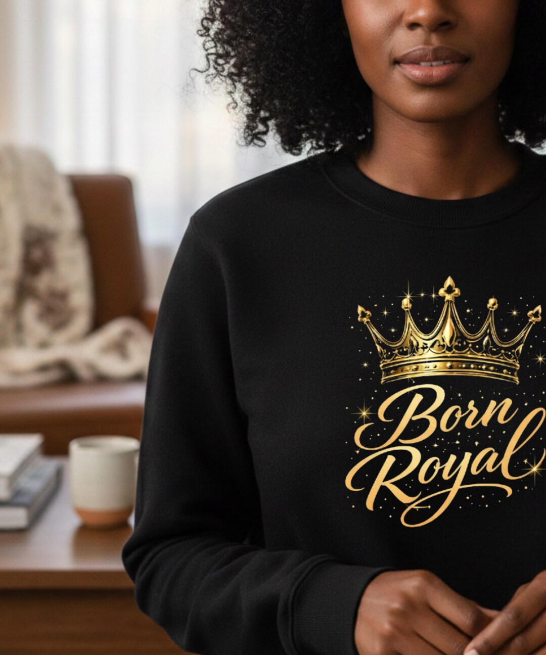 Born Royal Crown Lettering Sweatshirt | Black History Month, Gold ...
