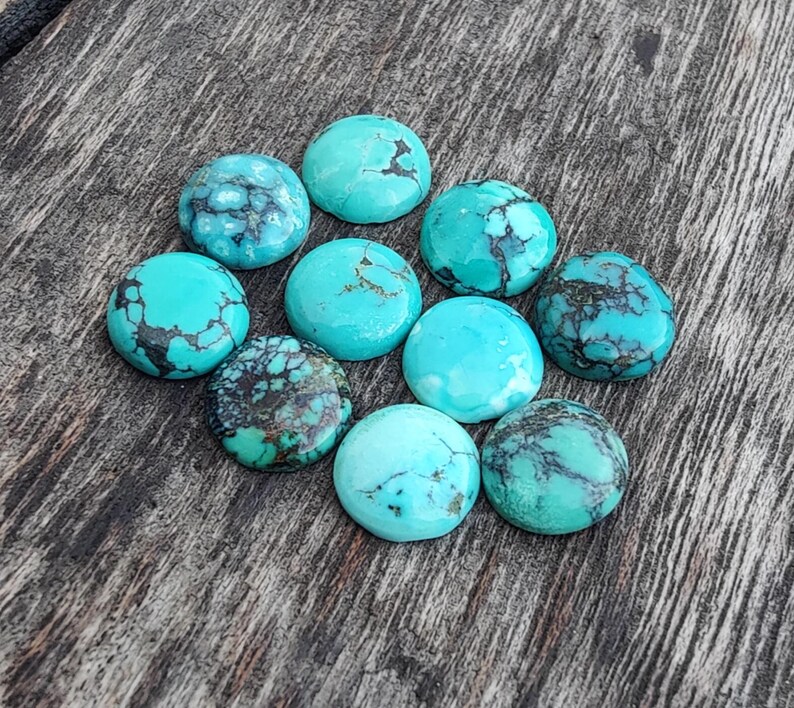 Natural Tibetan Turquoise Round Shape Cabochon Flat Back Calibrated ...