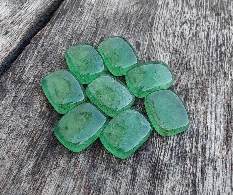 Natural Green Strawberry Quartz Rectangle Cushion Shape Cabochon Flat ...