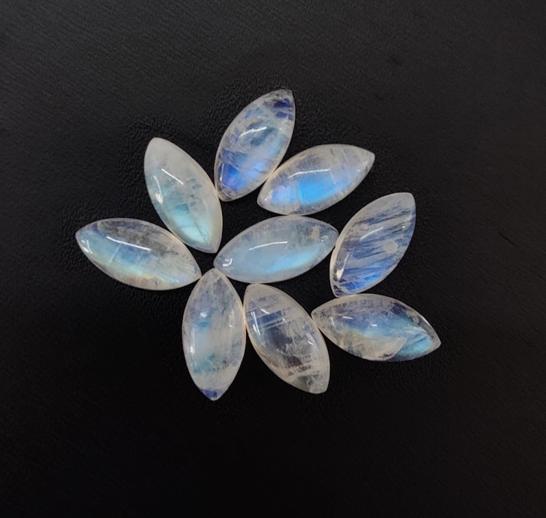 Natural Rainbow Moonstone Marquise Shape Cabochon Flat Back Calibrated ...