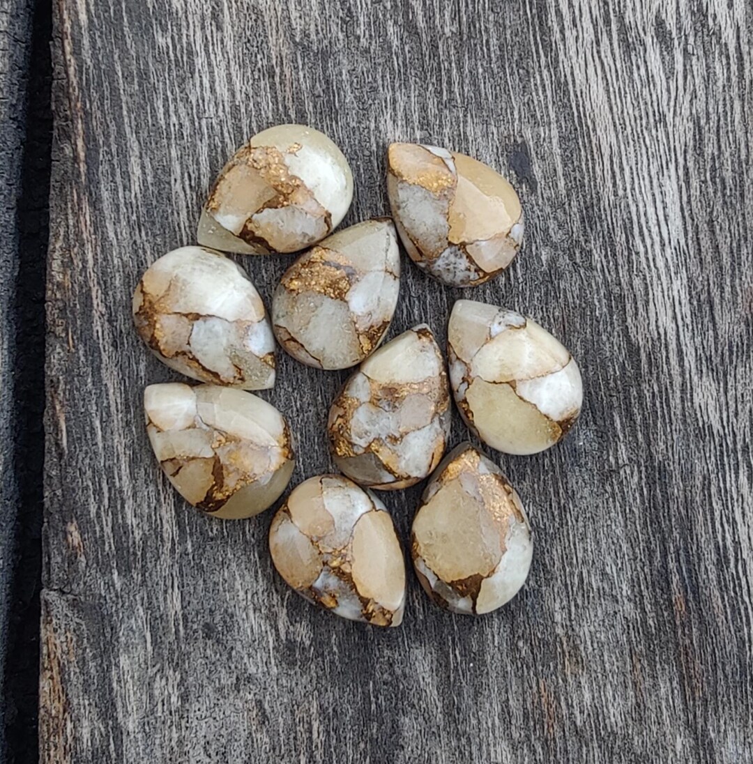 Natural Copper Calcite Pear Shape Cabochon Flat Back Calibrated ...