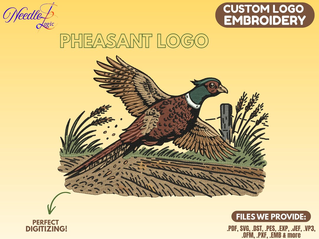 Pheasant Logo Embroidery Design - Etsy