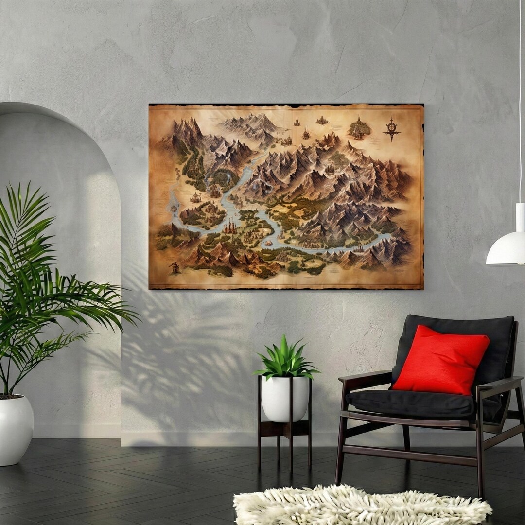Map Wall Art, Fantasy Maps of Middle Earth With Dnd & Battle Maps 3 ...