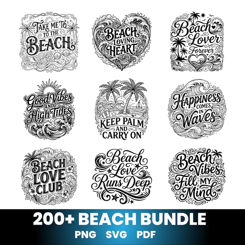 Beach Svg Bundle , Beach Quotes PNG SVG PDF ,summer Tropical Cricut ...