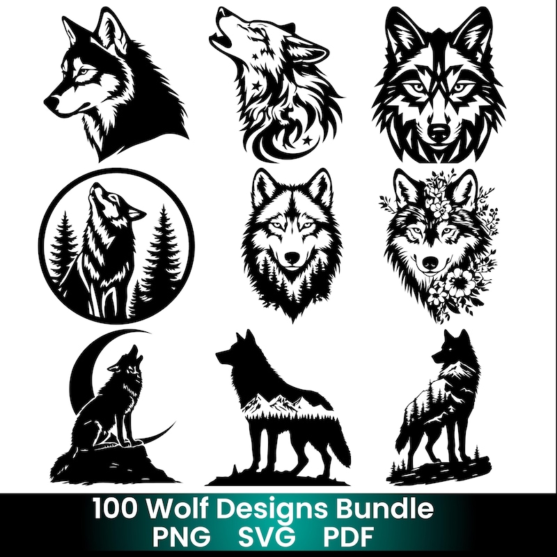 Wolf Line Drawing - Etsy