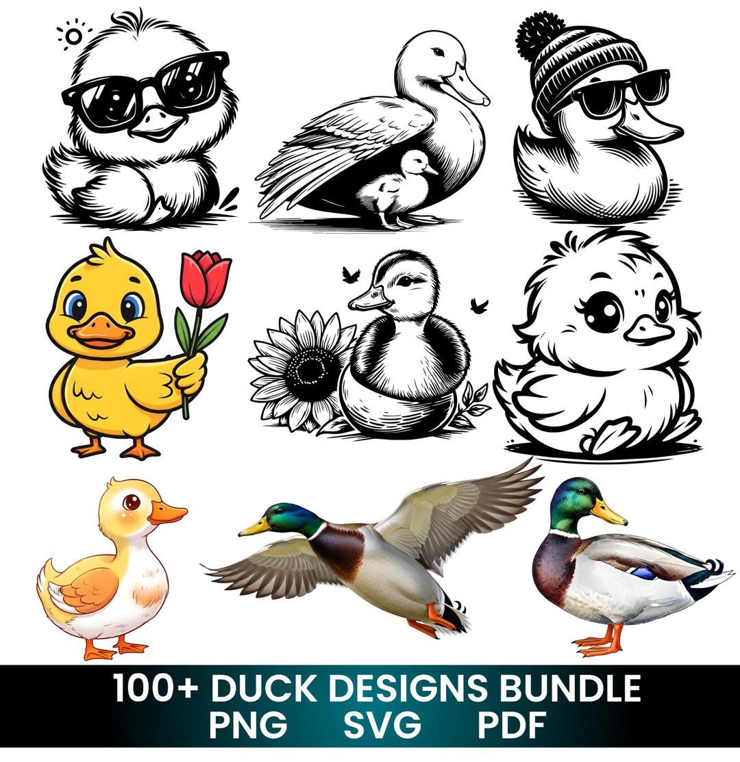 100+ Duck SVG Bundle, Cute Duck PNG, Duck Clipart Bundle, Duckling Svg ...
