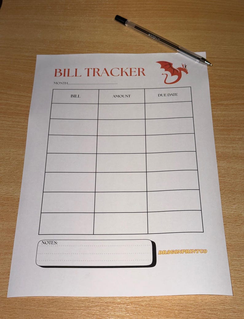 Bill Tracker Printable - Monthly Budget Planner PDF for Bills ...
