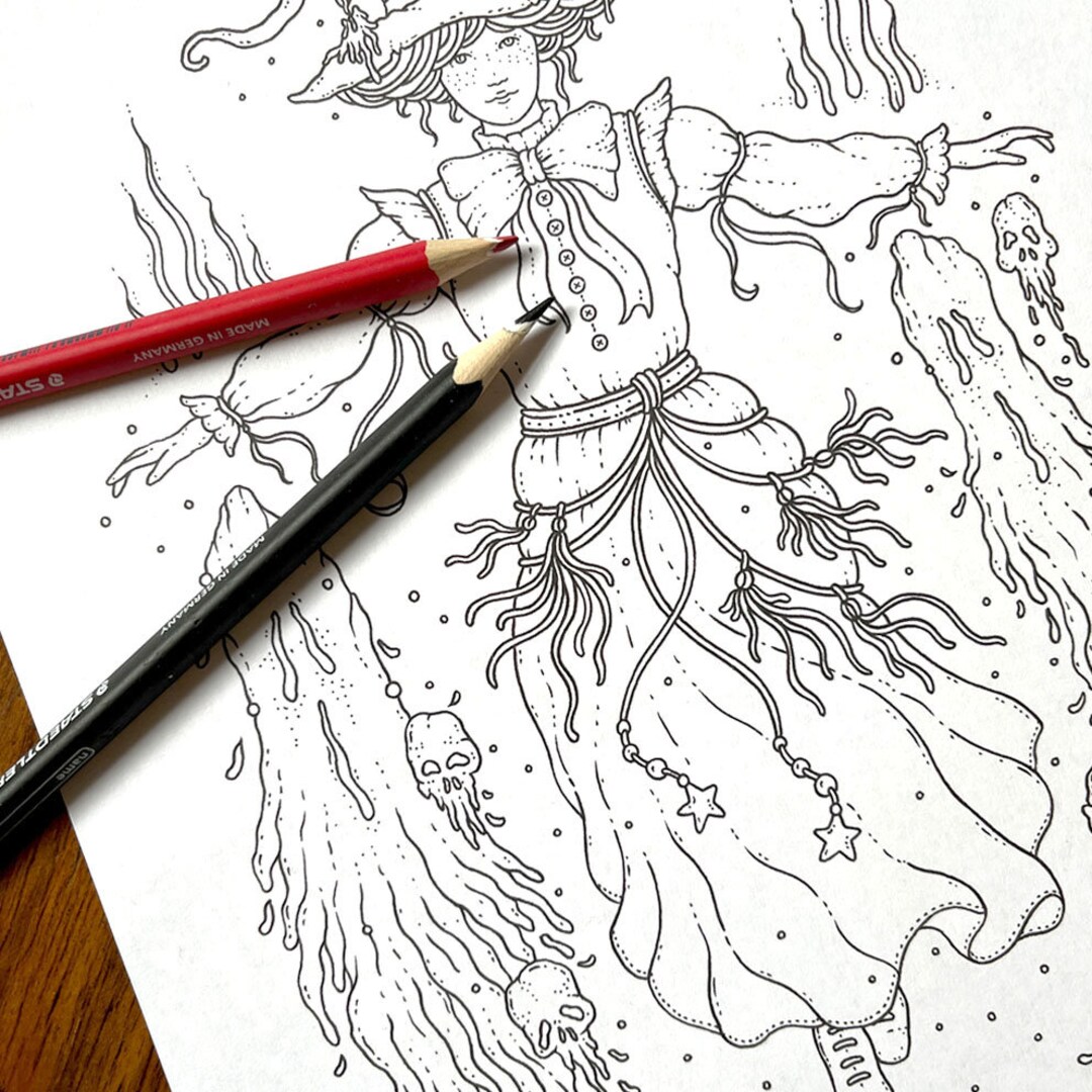 PDF Coloring Page, Summoning Spirits, 1 Page - Etsy