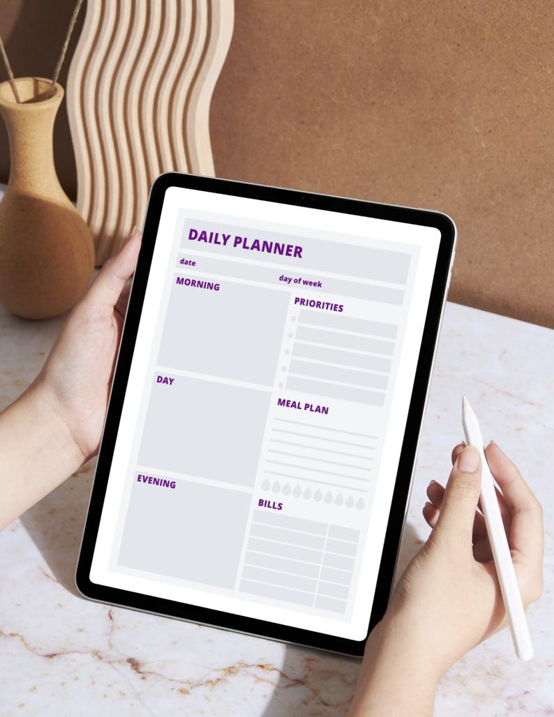 Buy Daily Planner Template: Printable Schedule, Minimalist Planner (A4 ...