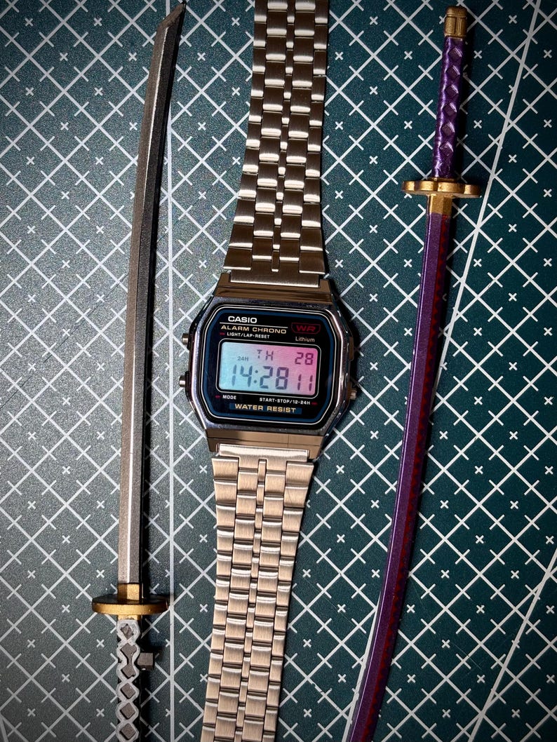 Casio F-91W Mod Blue and Purple Nebula | Stainless Steel Bracelet ...