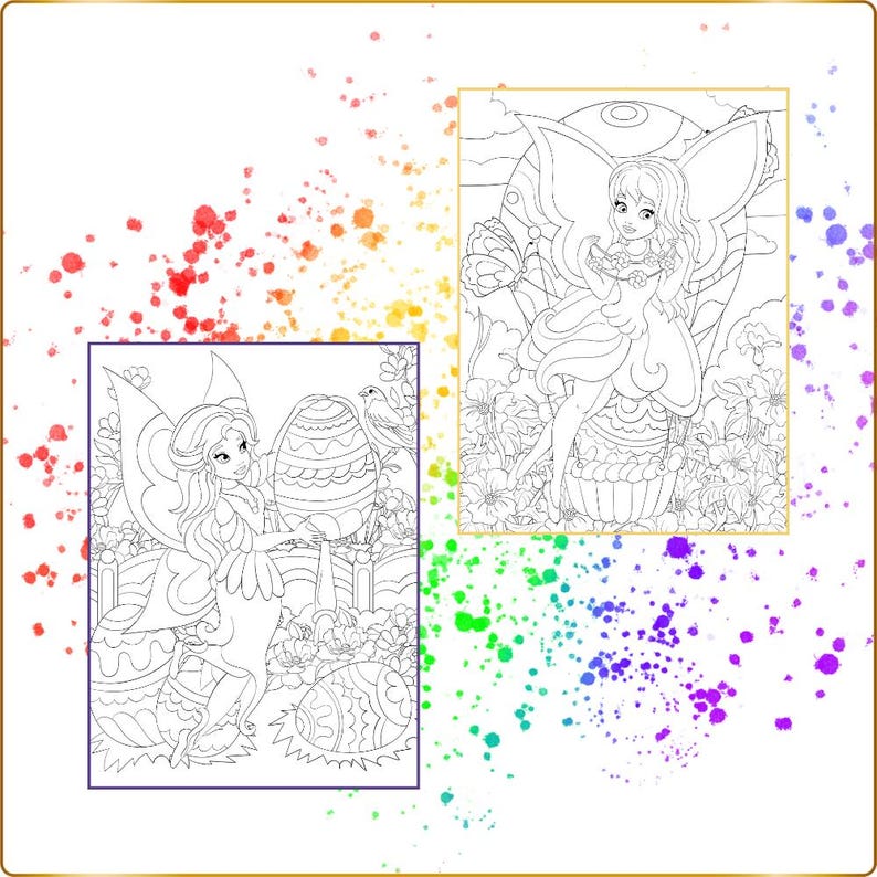 Easter Fairy Coloring Pages | 30 Printable + 10 Dot to Dot | Digital ...