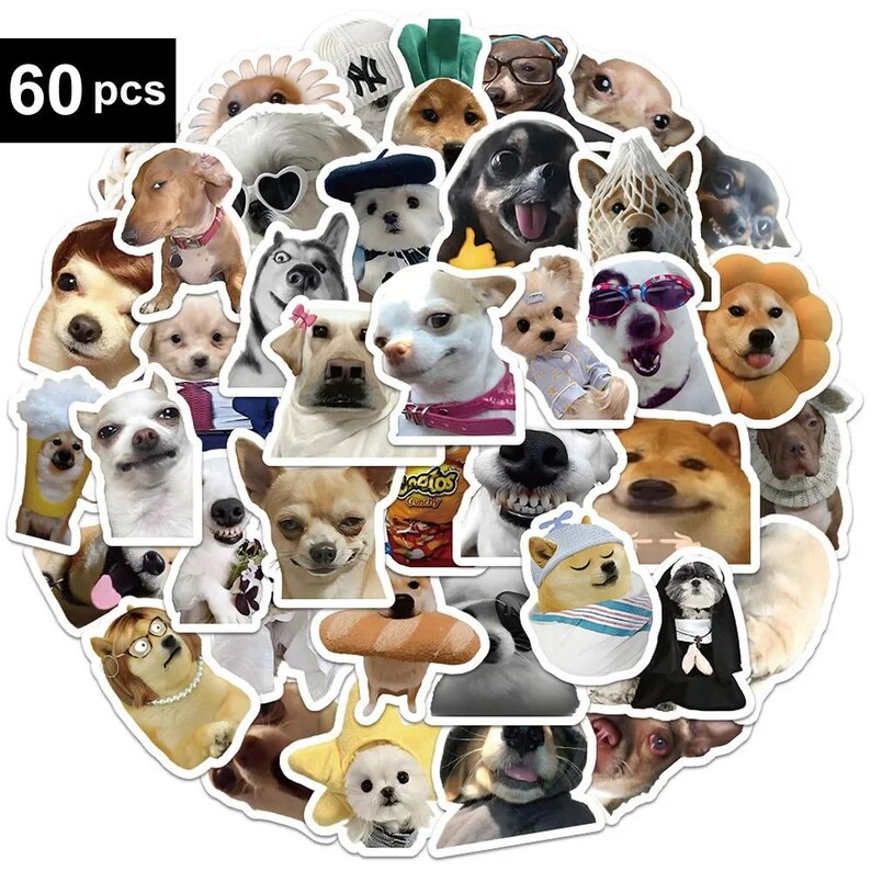 Funny Dog Face Meme Sticker Pack, Cute Animal Dogs and Cats Meme ...