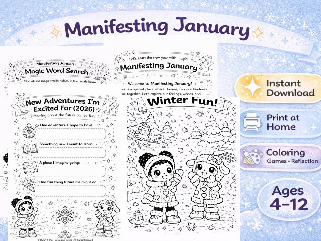 Manifesting January Activity Bundle for Kids | Ages 4–12 | Winter ...