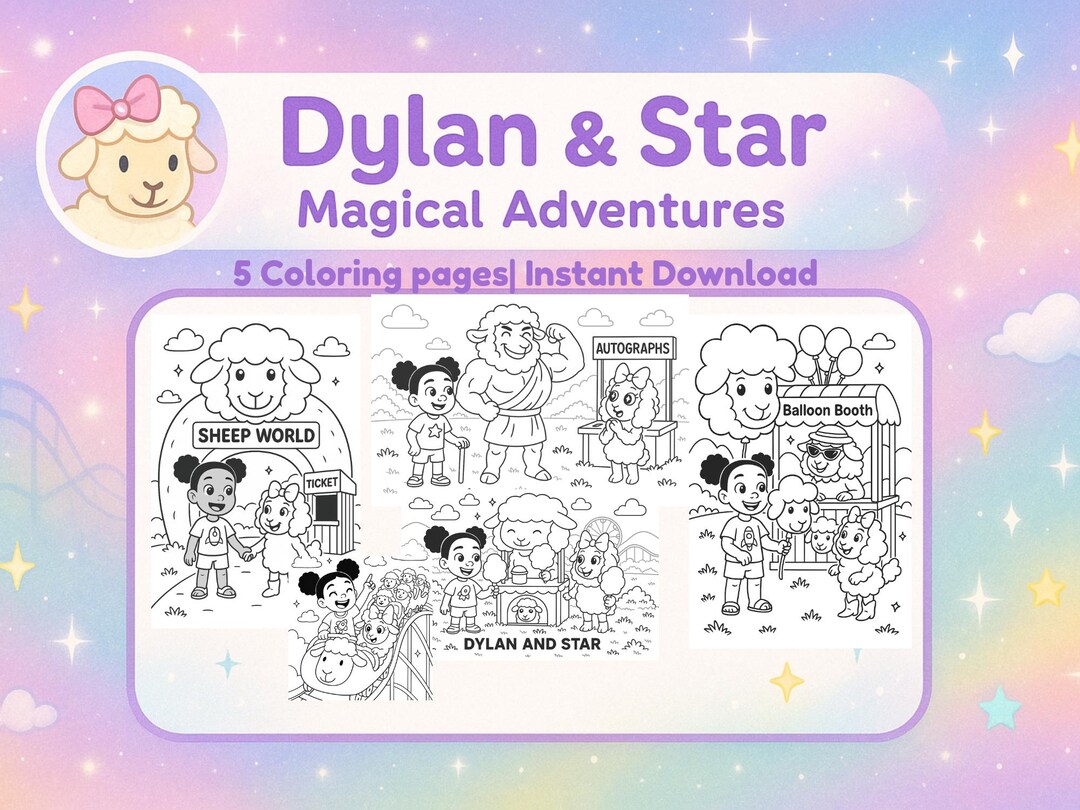 Amusement Park Coloring Pages | Dylan & Star Sheep World Printable Pack ...