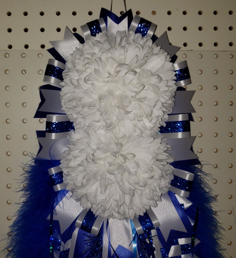 Double Homecoming Mum / Blue and White Homecoming Mum / Custom Double ...