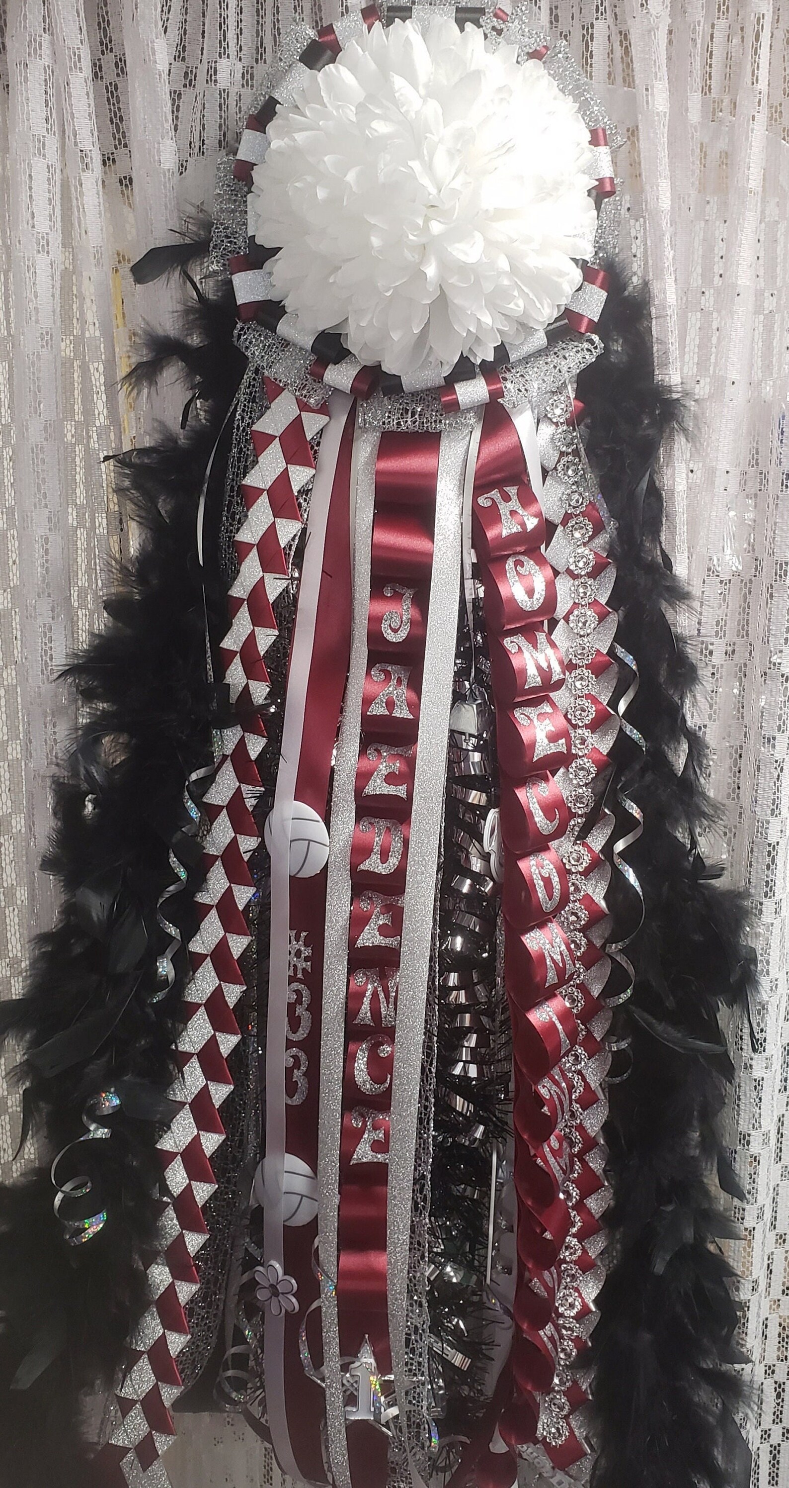 Maroon, Black, White and Silver Homecoming Mum /homecoming Mum - Etsy