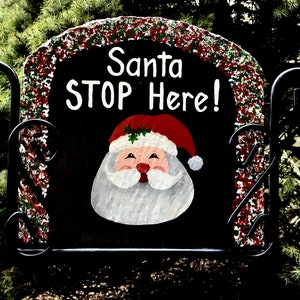 Santa Claus Christmas Winter Holiday Slate Santa Stop Here Sign ...