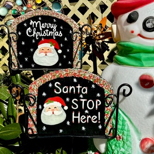 Santa Claus Christmas Winter Holiday Slate Santa Stop Here Sign ...