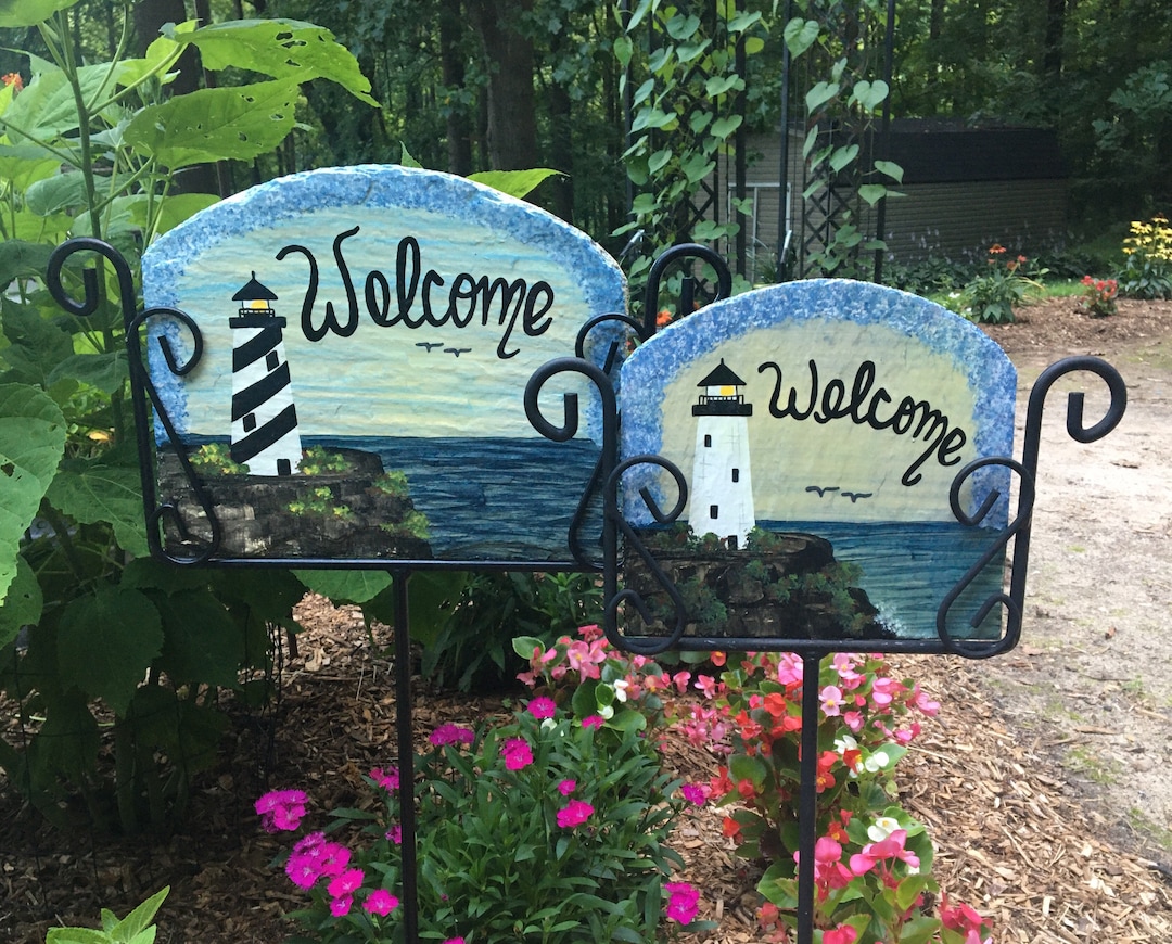 Personalized Nautical Lighthouse Slate Welcome Sign: Seascape Decor ...