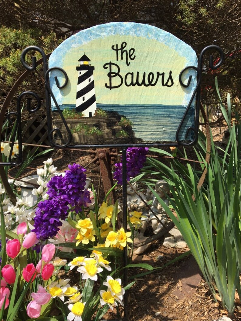 Personalized Nautical Lighthouse Slate Welcome Sign: Seascape Decor ...