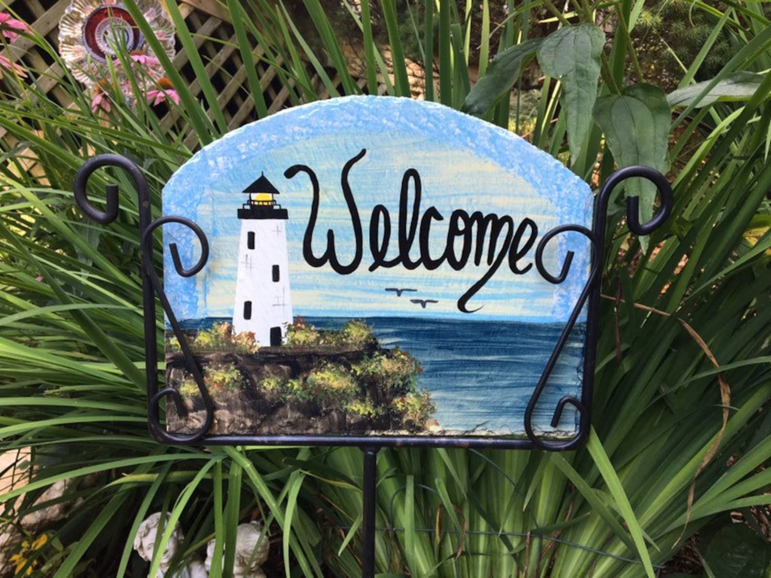 Personalized Nautical Lighthouse Slate Welcome Sign: Seascape Decor ...