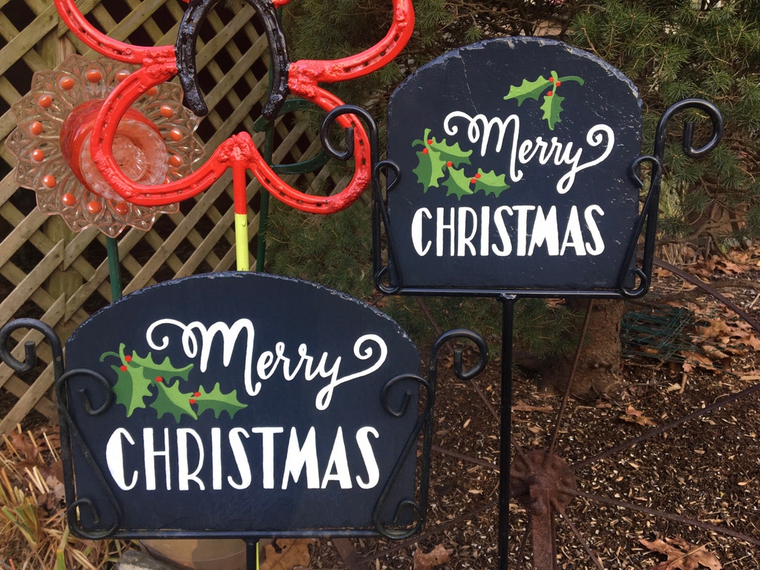 Merry Christmas Slate Sign With White Lettering for Your Outdoor ...