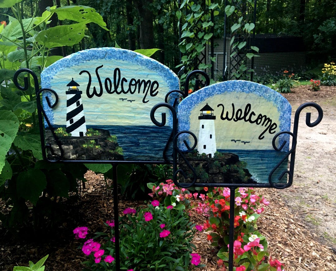 Personalized Nautical Lighthouse Slate Welcome Sign: Seascape Decor ...