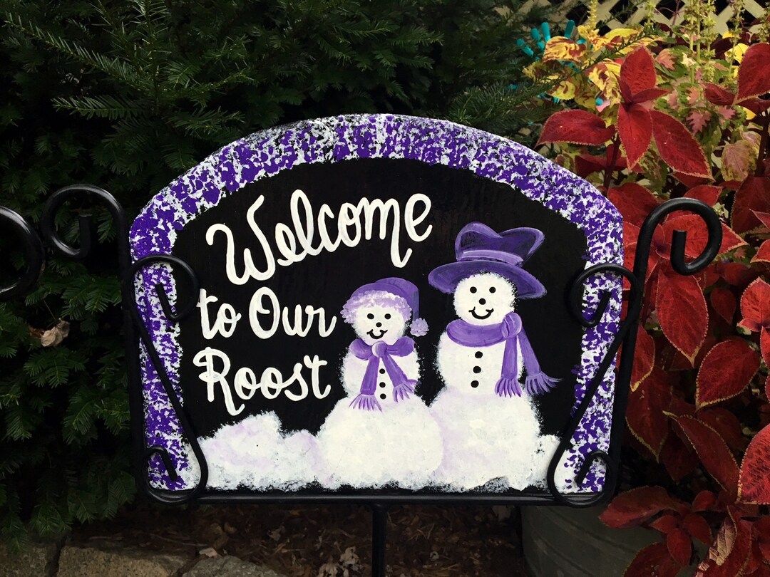 Go Ravens, Welcome to Our Roost, Snowman Family Winter Slate Sign ...