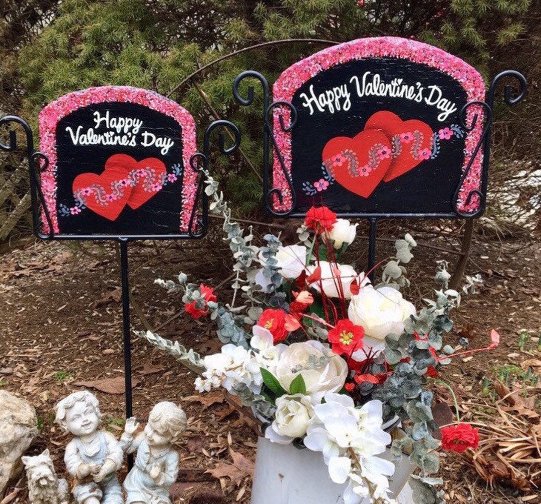 Valentines Day Slate Sign for Outdoor Decor Red Hearts and - Etsy