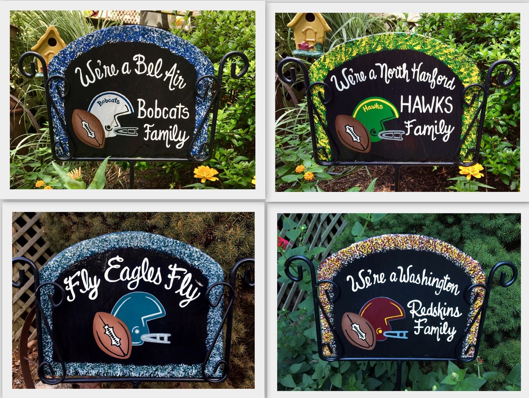 Hand Painted Personalized Football Slate Sign - Iron Holder Sold ...