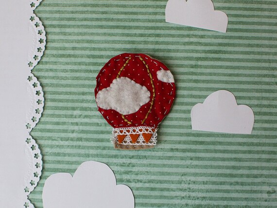 Items similar to Hot Air Balloon Pin / Brooch in red on Etsy