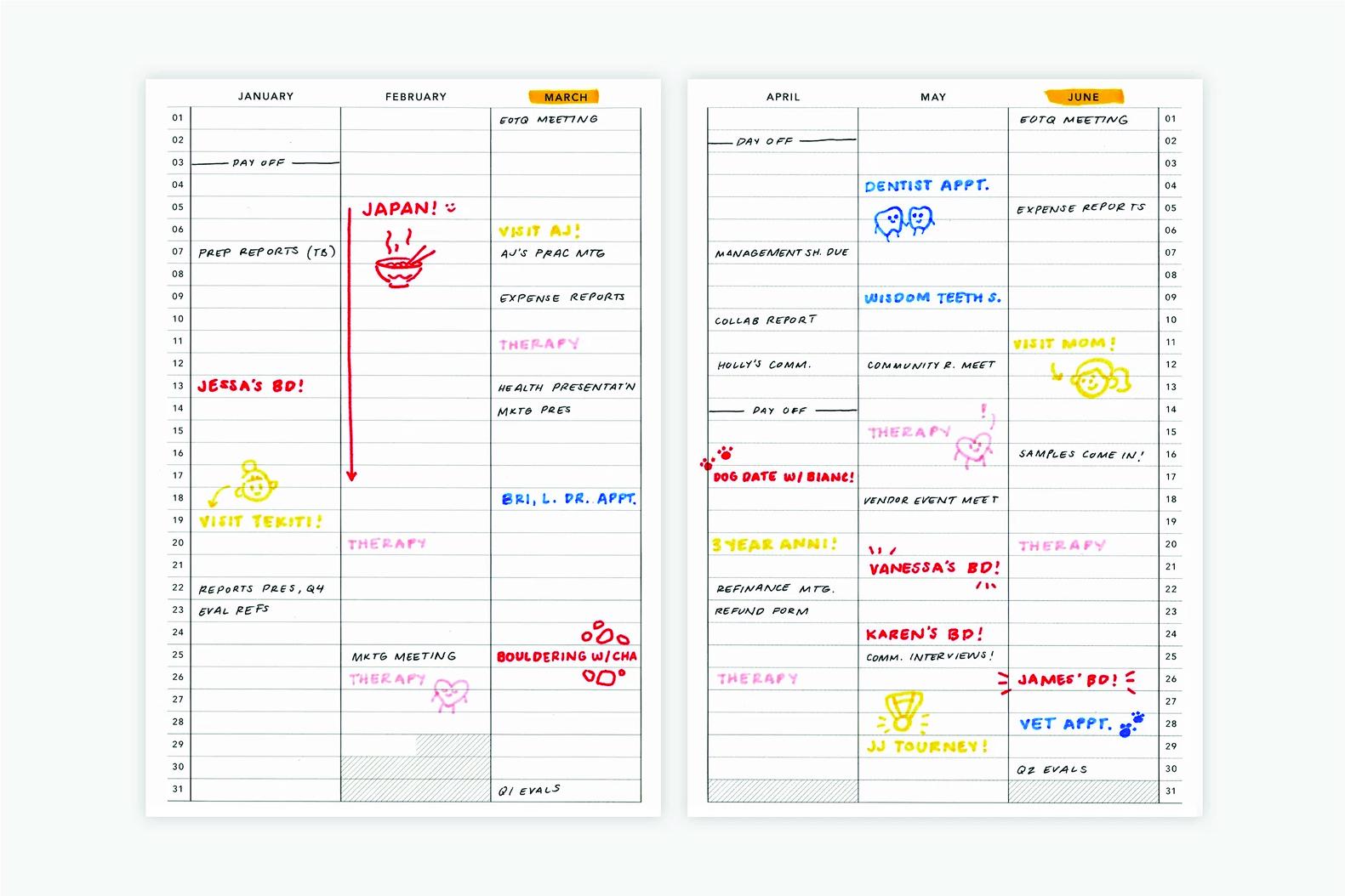 Yearly Planner Printable, 12 Month Overview, A4/letter (PDF) - Etsy