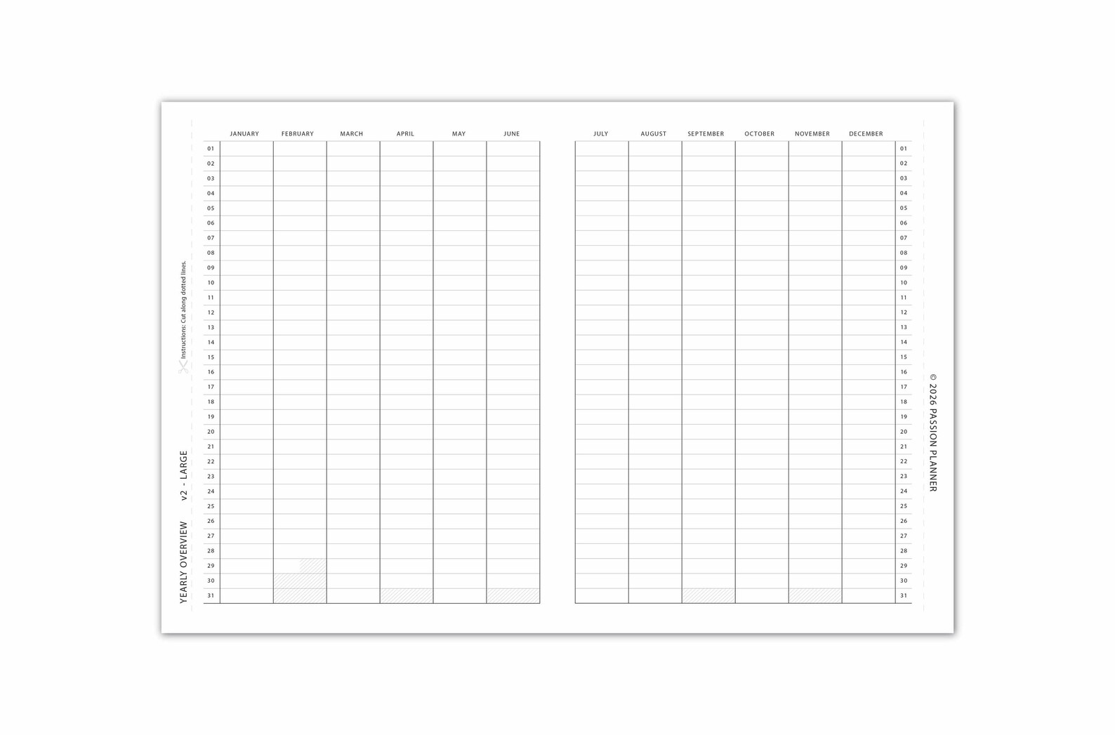 Yearly Planner Printable, 12 Month Overview, A4/letter (PDF) - Etsy