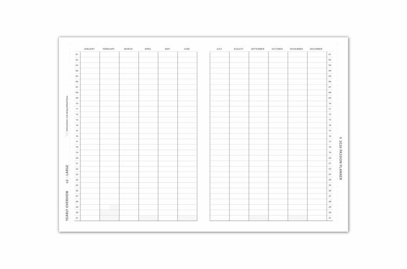 Yearly Planner Printable, 12 Month Overview, A4/letter (PDF) - Etsy