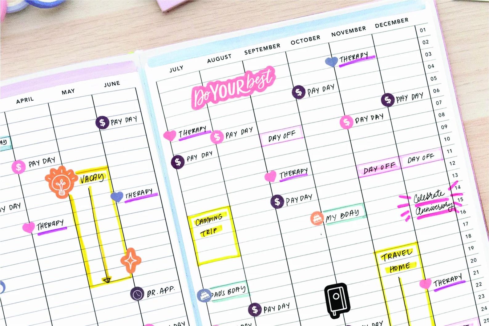 Yearly Planner Printable, 12 Month Overview, A4/letter (PDF) - Etsy