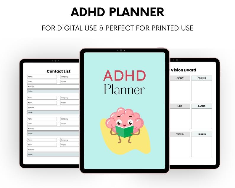 ADHD Planner Printable PDF • Daily Weekly Monthly Planner • Focus ...