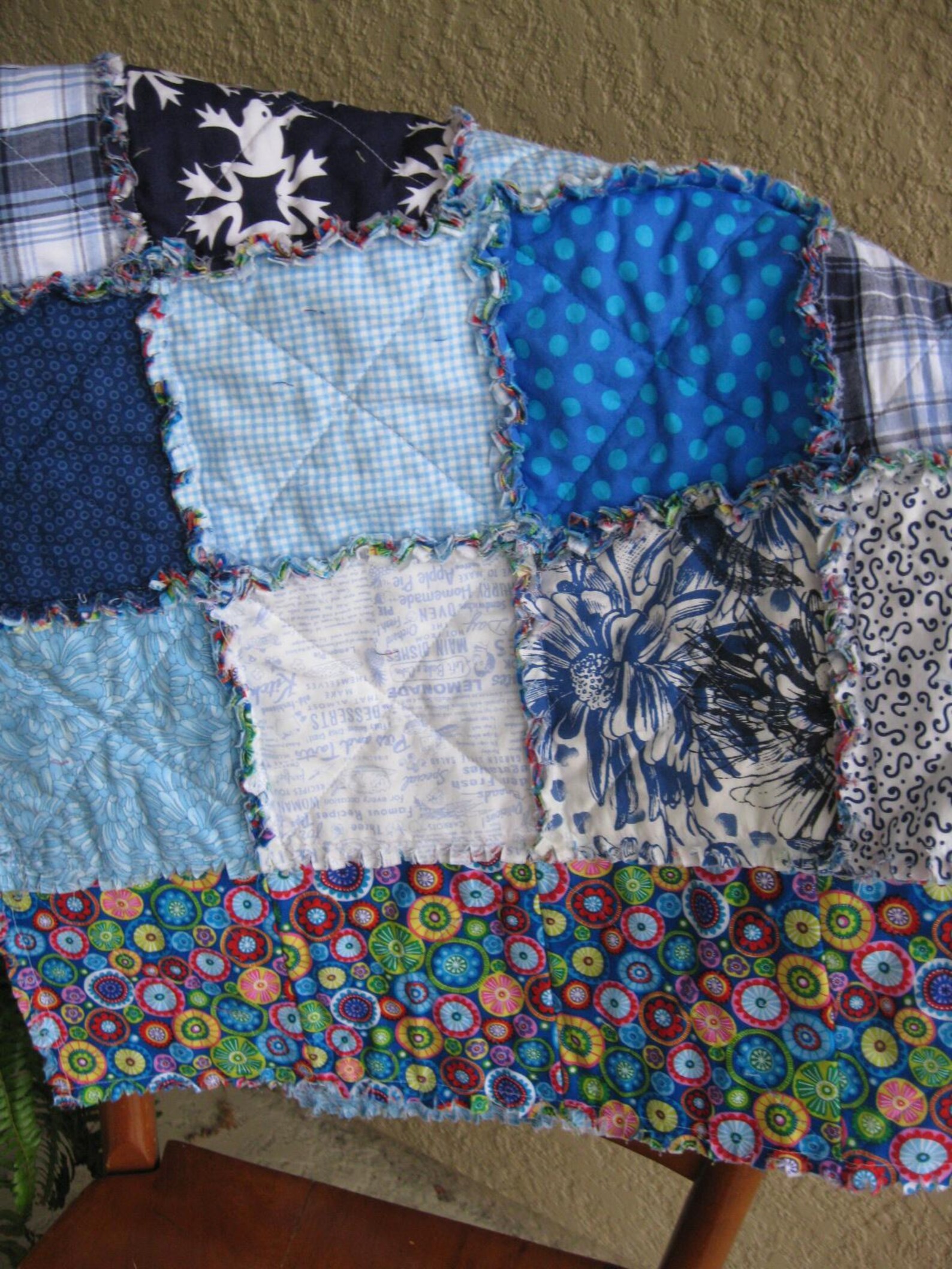 Rag Quilt Throw in Blues Ready to Ship FREE SHIPPING - Etsy
