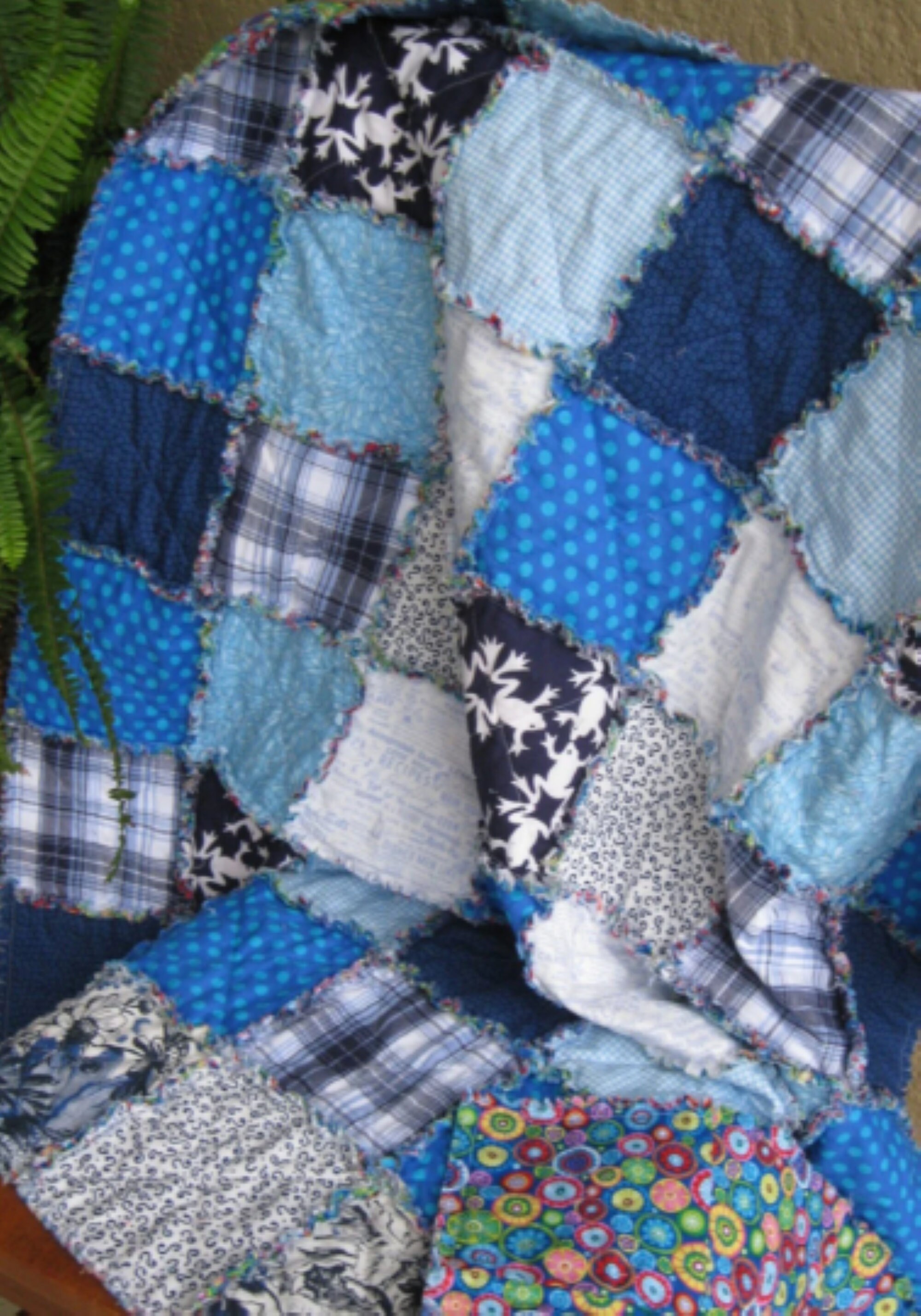 Rag Quilt Throw in Blues Ready to Ship FREE SHIPPING - Etsy