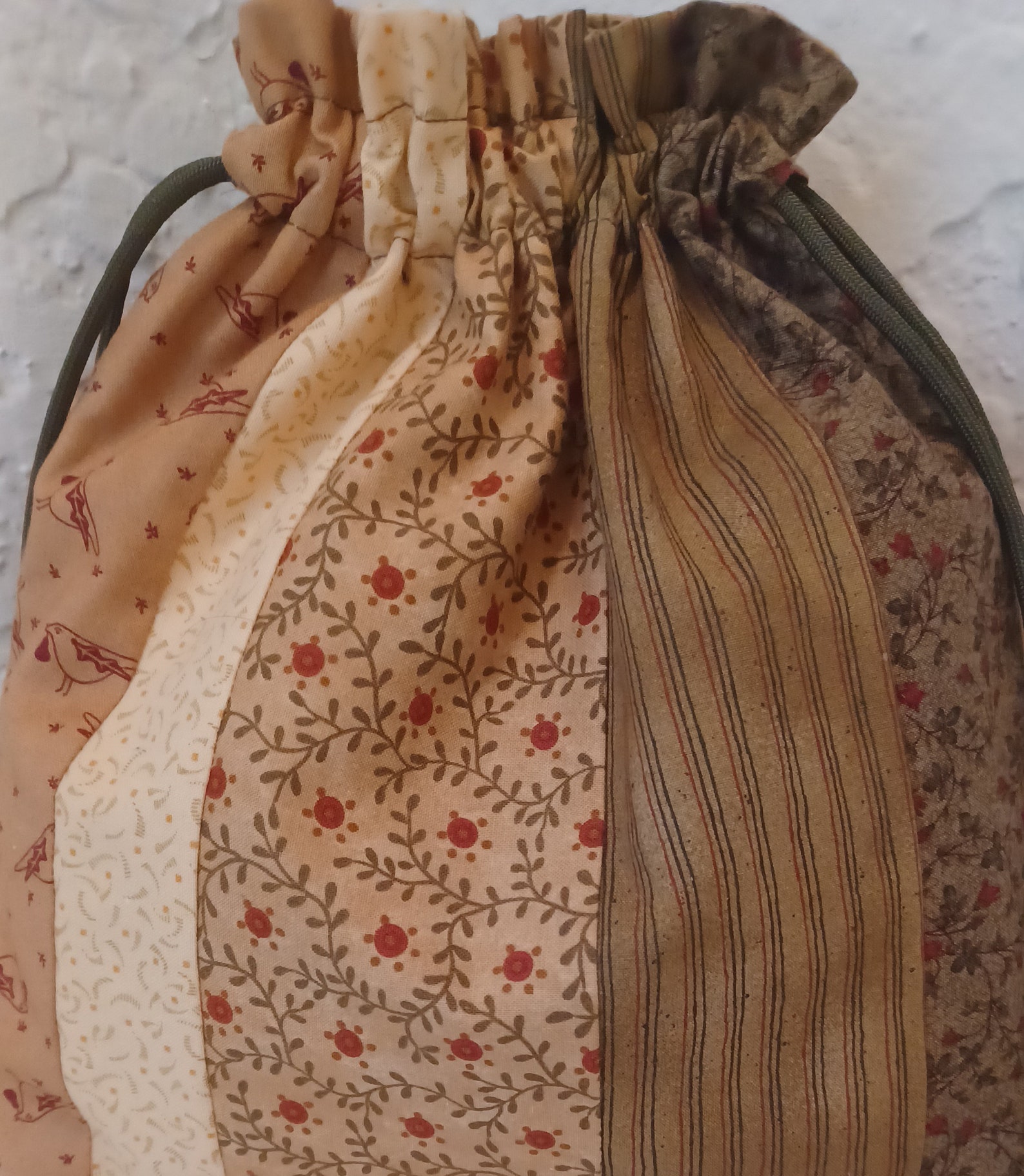 Draw String Tote Bag Brown School Bag Cosmetic Bagl Craft Work Bag FREE ...